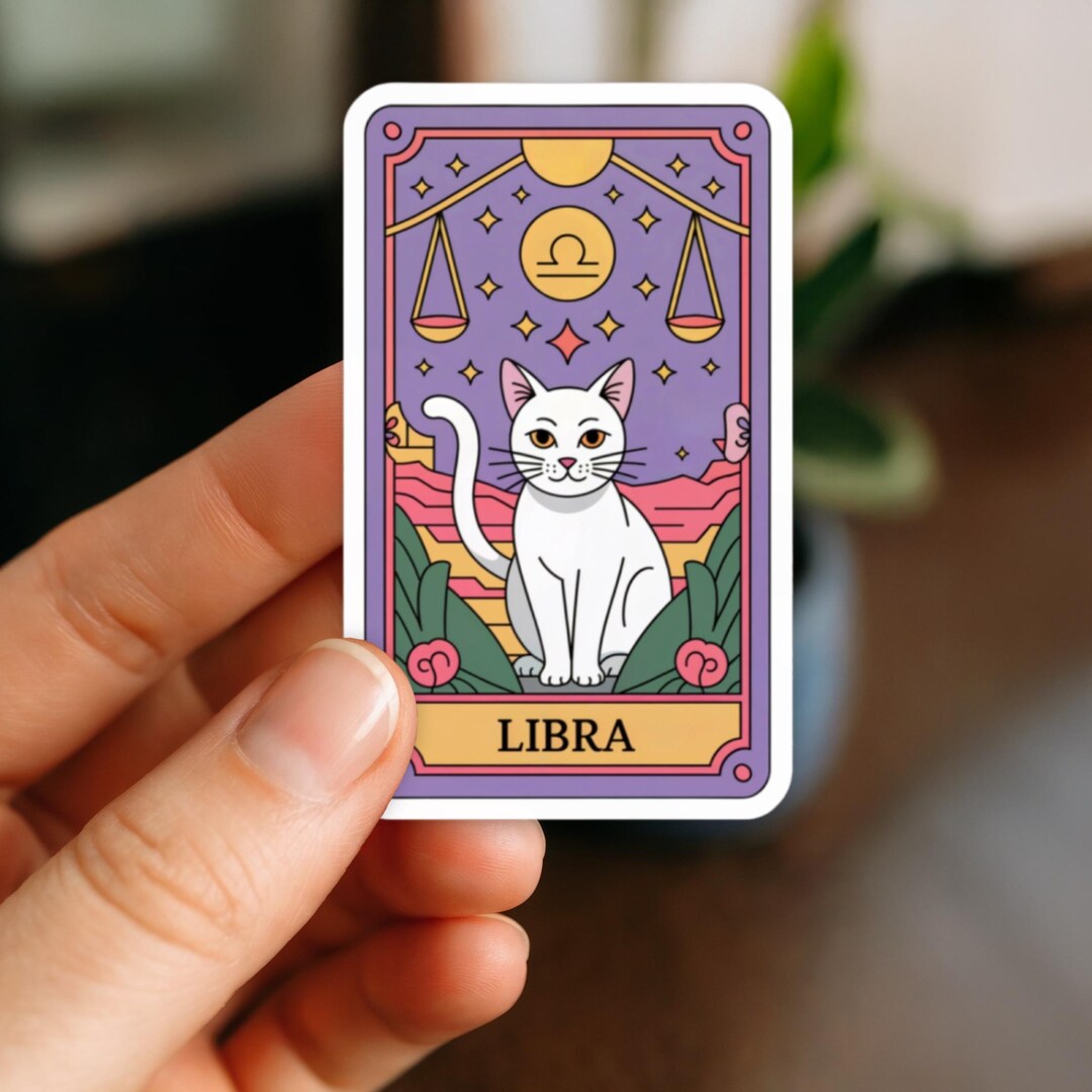 Libra Cat Zodiac Sticker: Astrology Vinyl Decal - Peacemaker Horoscope ...