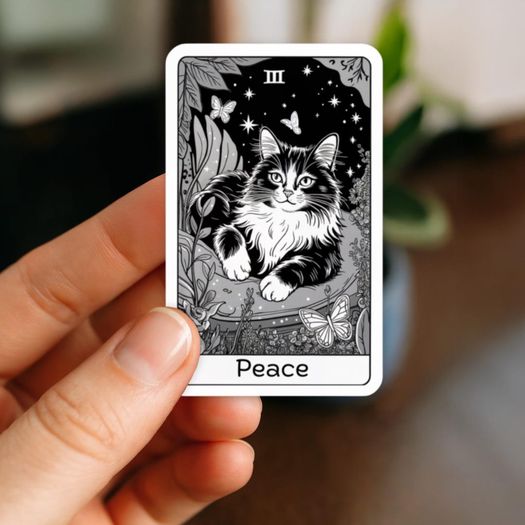 Cat Tarot Sticker: Mystical Peace Card Vinyl Art - Etsy