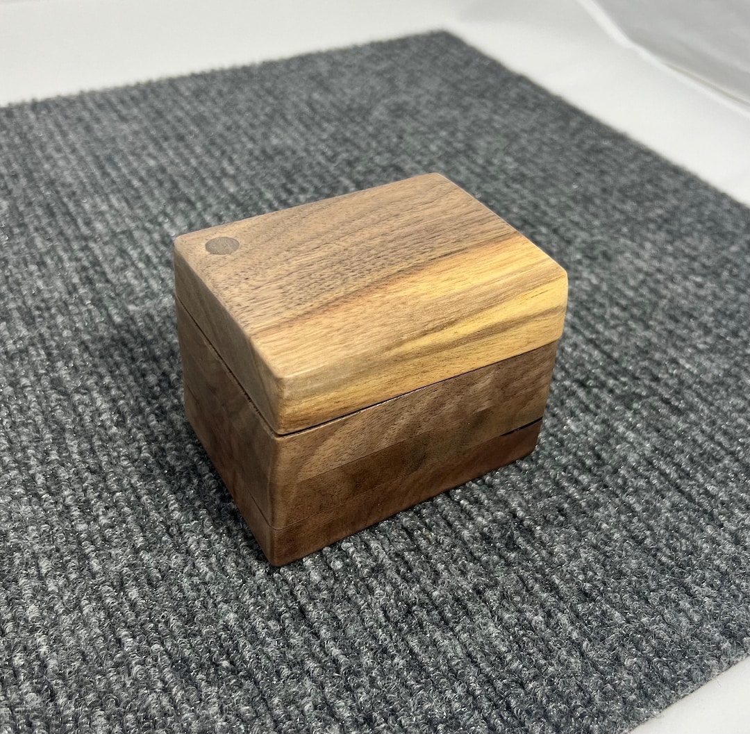 Small Handcrafted Live Edge Solid Wood Walnut Box With a Forest Green ...