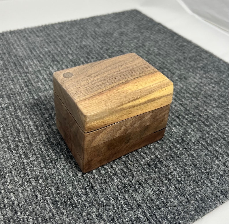 Small Handcrafted Live Edge Solid Wood Walnut Box With a Forest Green ...