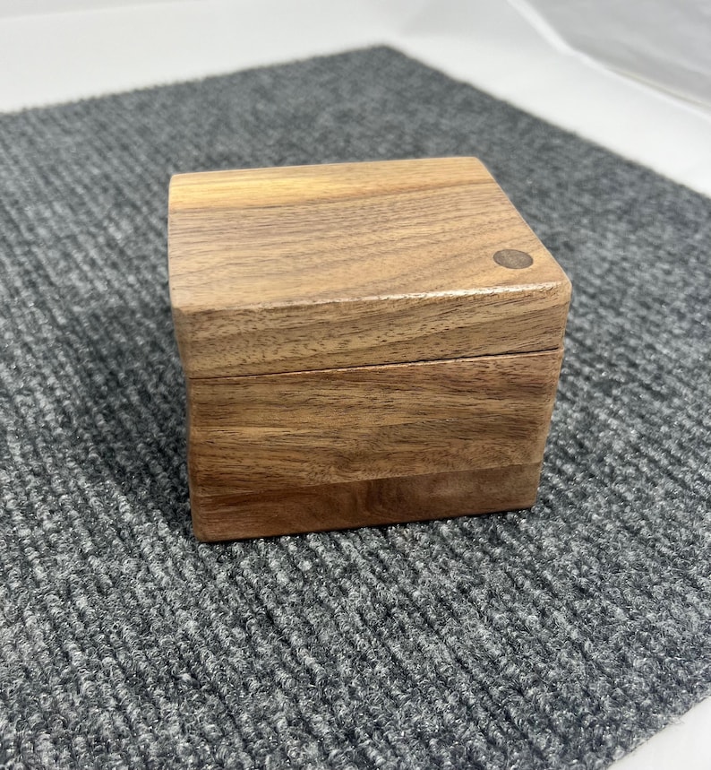 Small Handcrafted Live Edge Solid Wood Walnut Box With a Forest Green ...