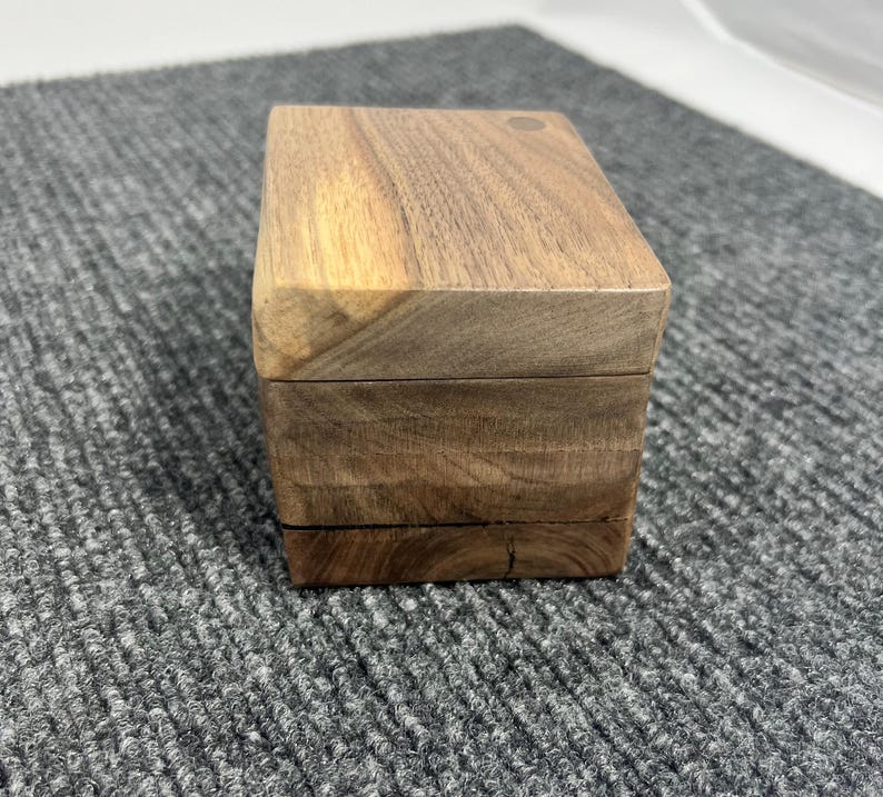 Small Handcrafted Live Edge Solid Wood Walnut Box With a Forest Green ...