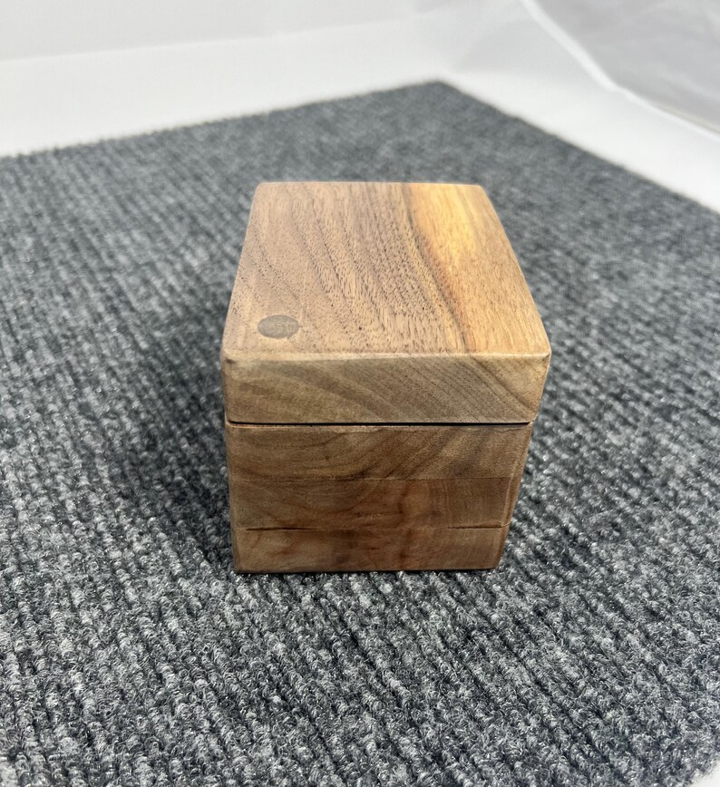 Small Handcrafted Live Edge Solid Wood Walnut Box With a Forest Green ...