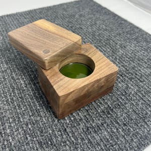 Small Handcrafted Live Edge Solid Wood Walnut Box With a Forest Green ...