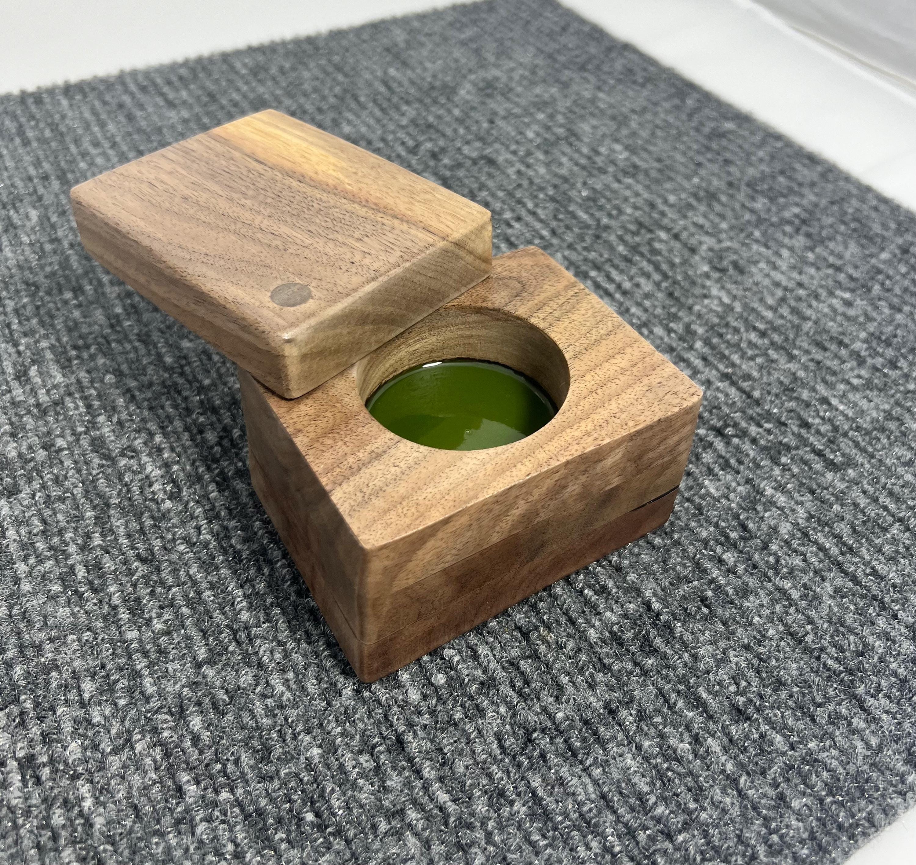 Small Handcrafted Live Edge Solid Wood Walnut Box With a Forest Green ...