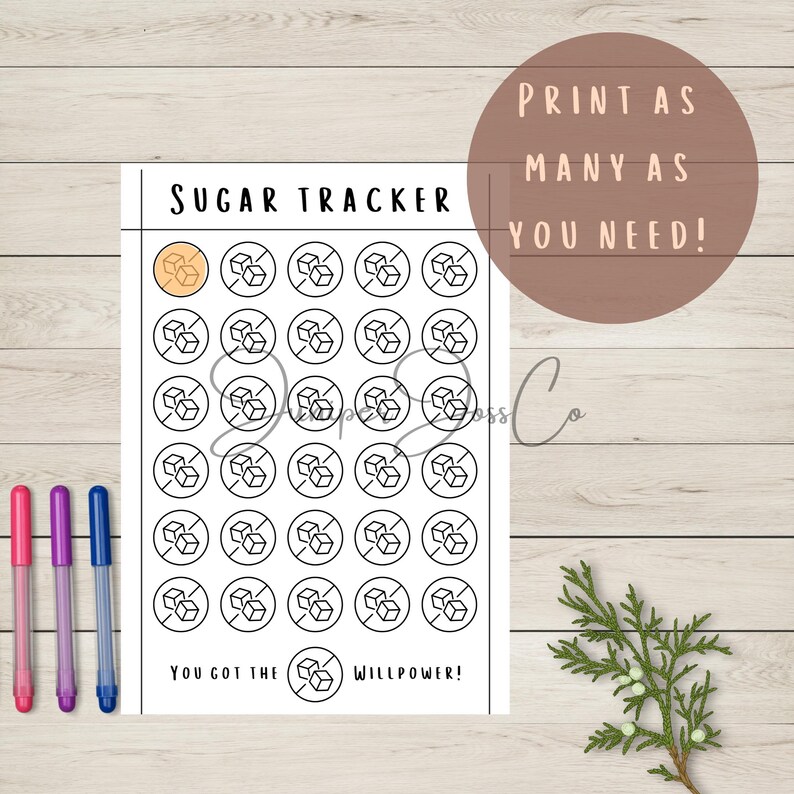 Sugar Intake Tracker, Digital Download, A4 & A5 Printable, Health Goals ...