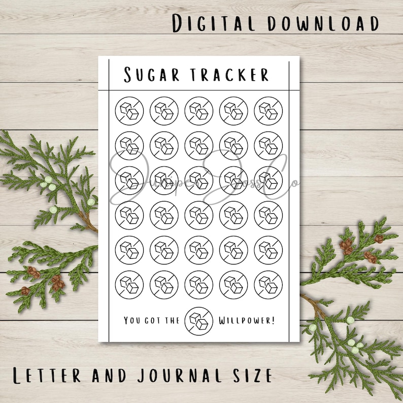Sugar Intake Tracker, Digital Download, A4 & A5 Printable, Health Goals ...