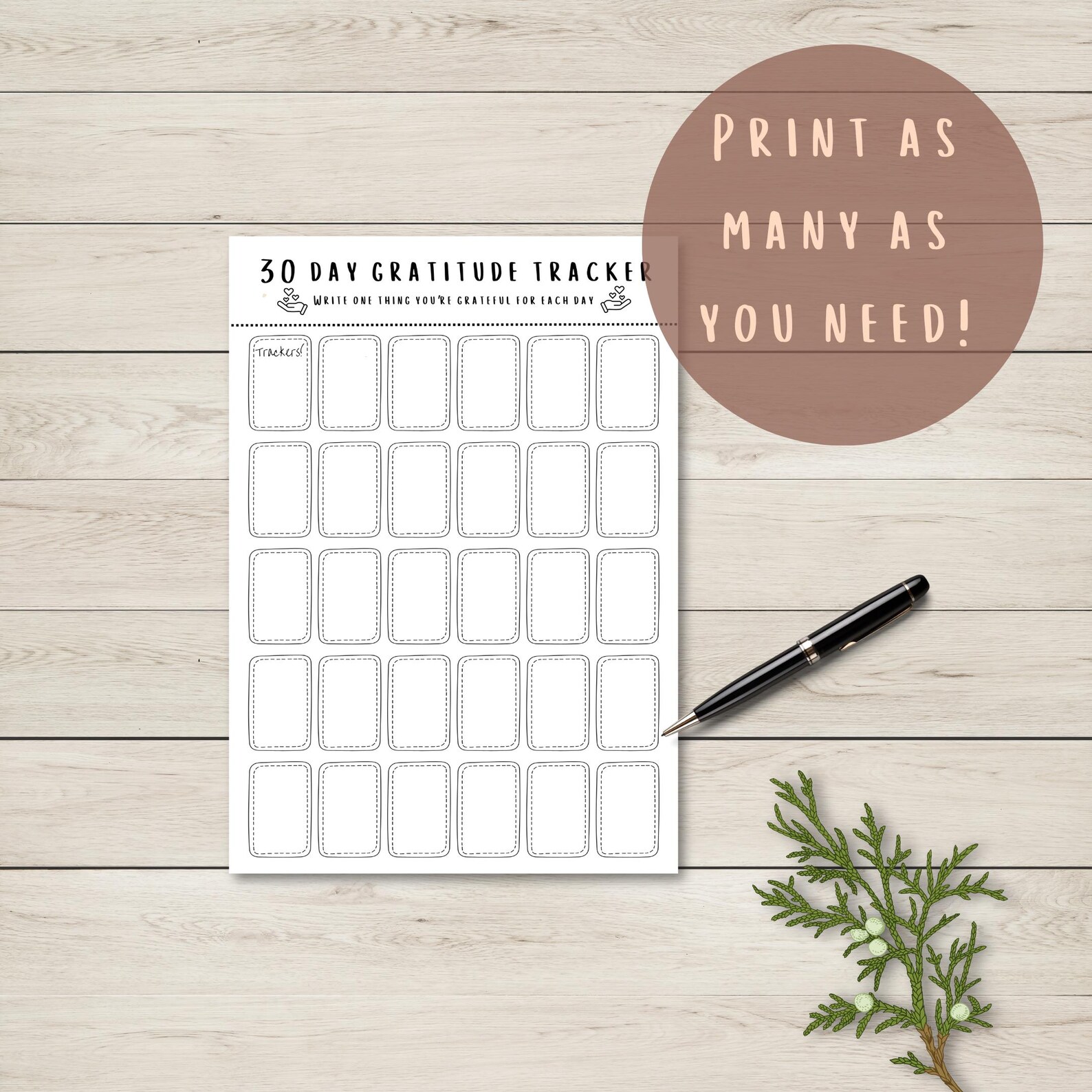 30 Day Gratitude Tracker, Digital Download, Printable Journal Page - Etsy