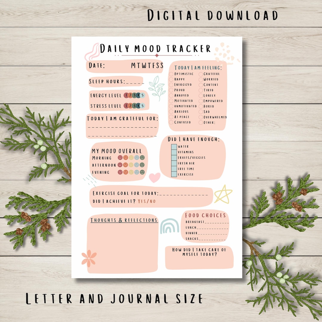 Daily MOOD Tracker, Digital Download, Printable Journal Page - Etsy