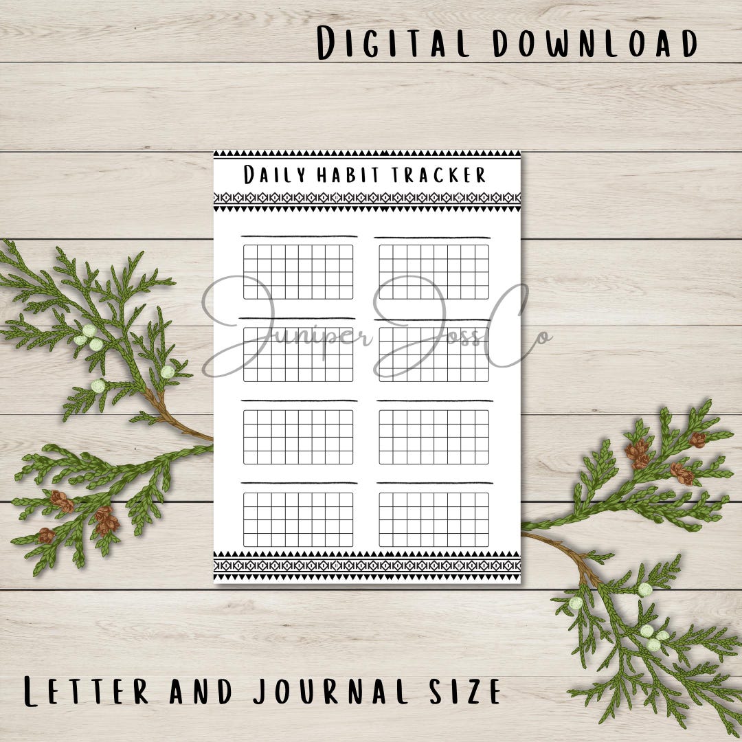 Daily Habit Tracker, Digital Download, Track up to Eight Habits - Etsy