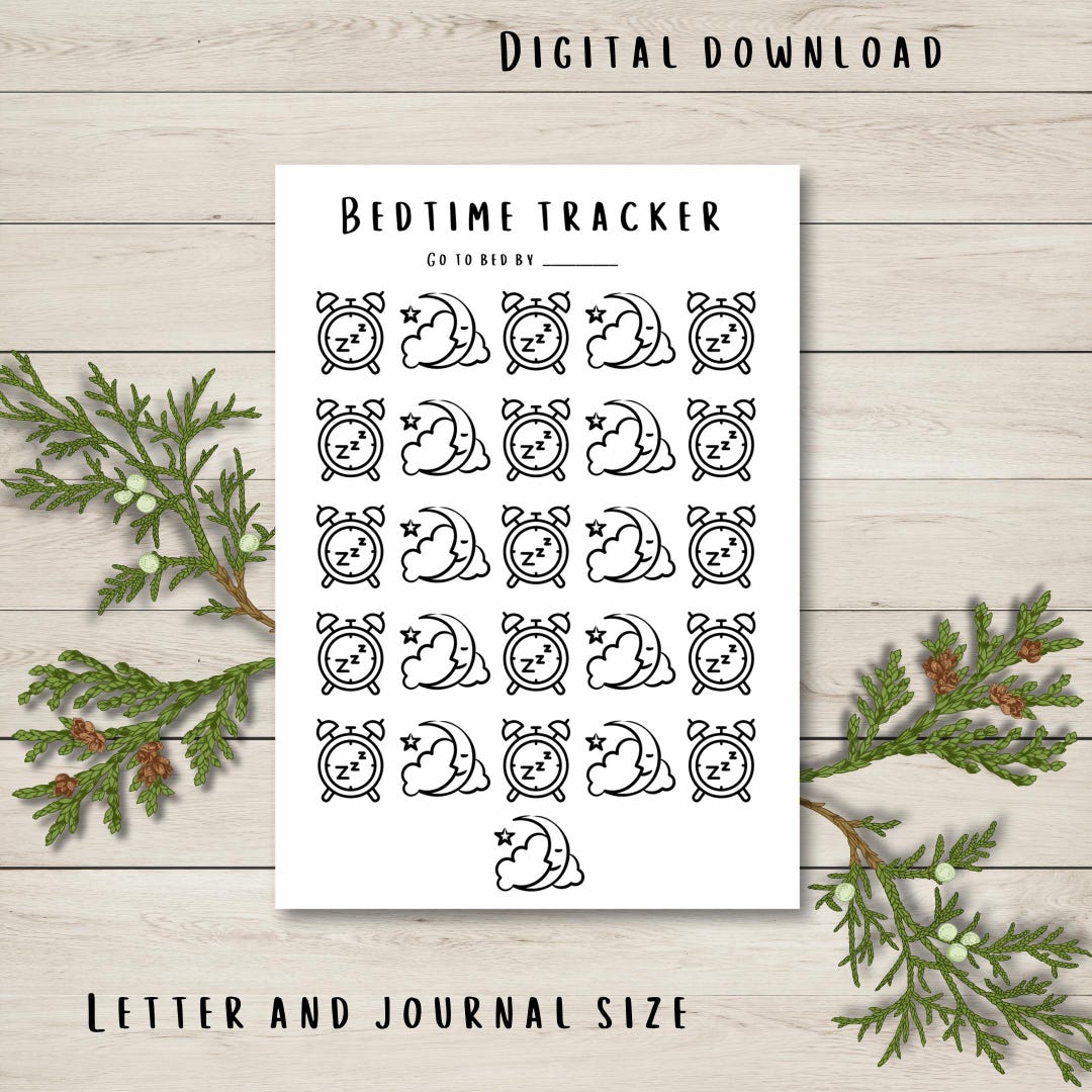 Monthly Bedtime Tracker, Digital Download, Printable Journal Page ...
