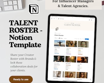 Talent Roster - Influencer Manager & Agency | Notion Template - Etsy