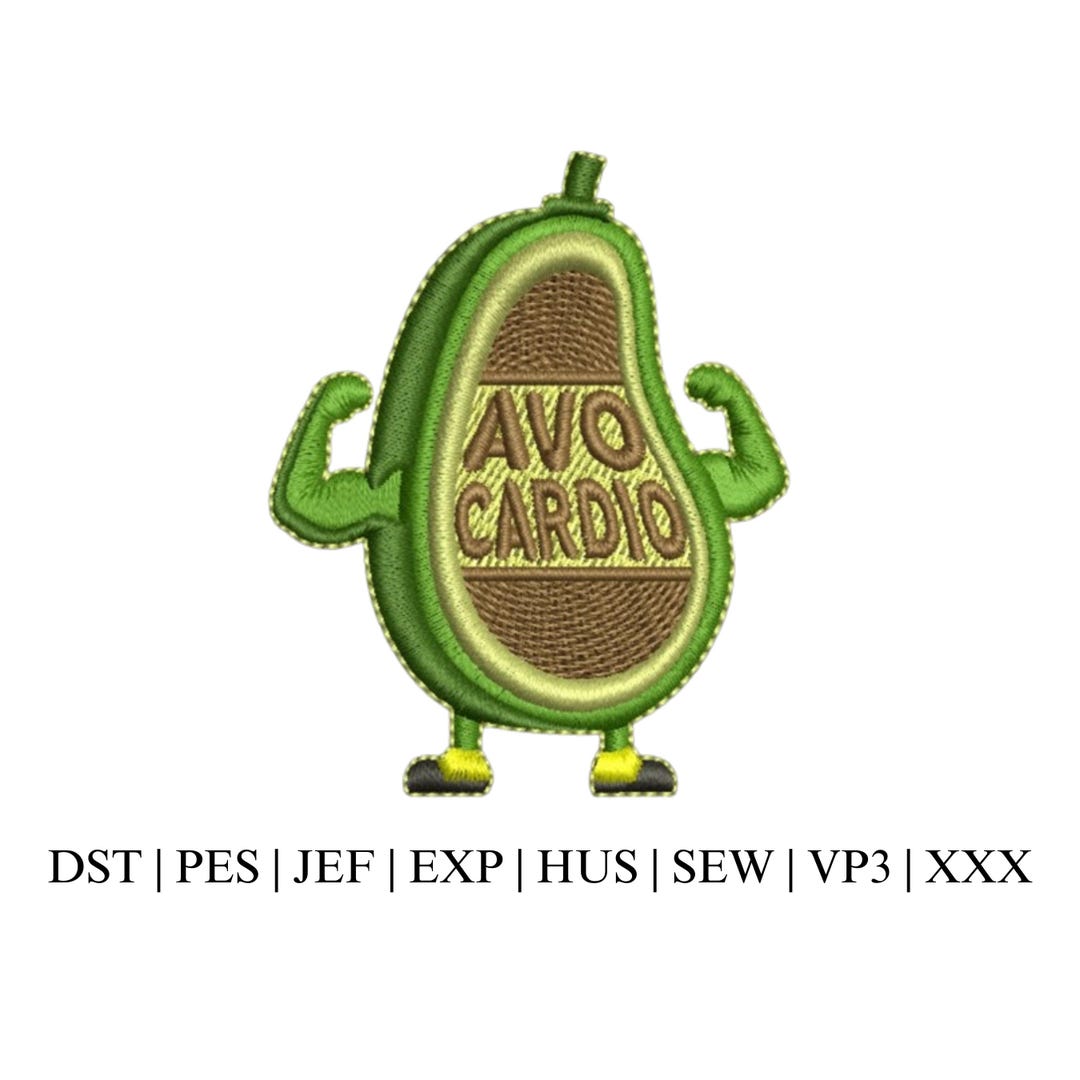 Avocado Cardio Gym Embroidery Design, Avocado Embroidery File, Gym ...