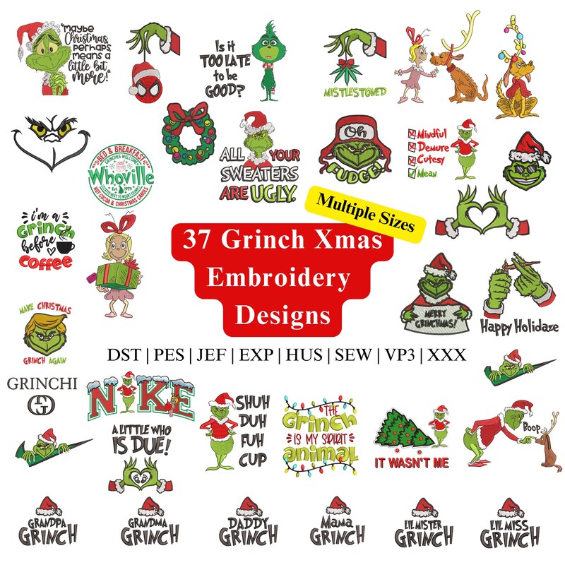 Grinch Embroidery - Etsy