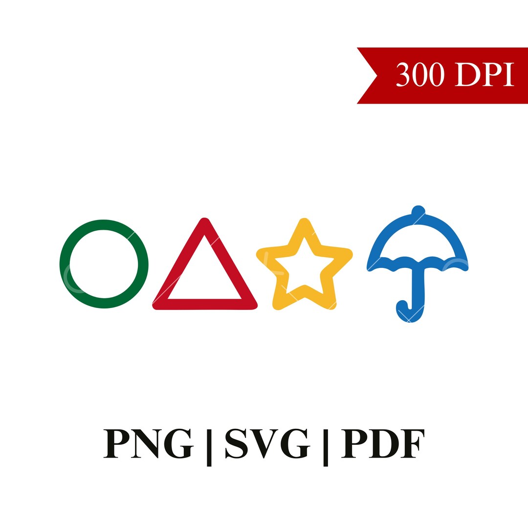 Simboli del gioco Squid, Squid Game SVG, PNG Pdf Clipart Bundle ...
