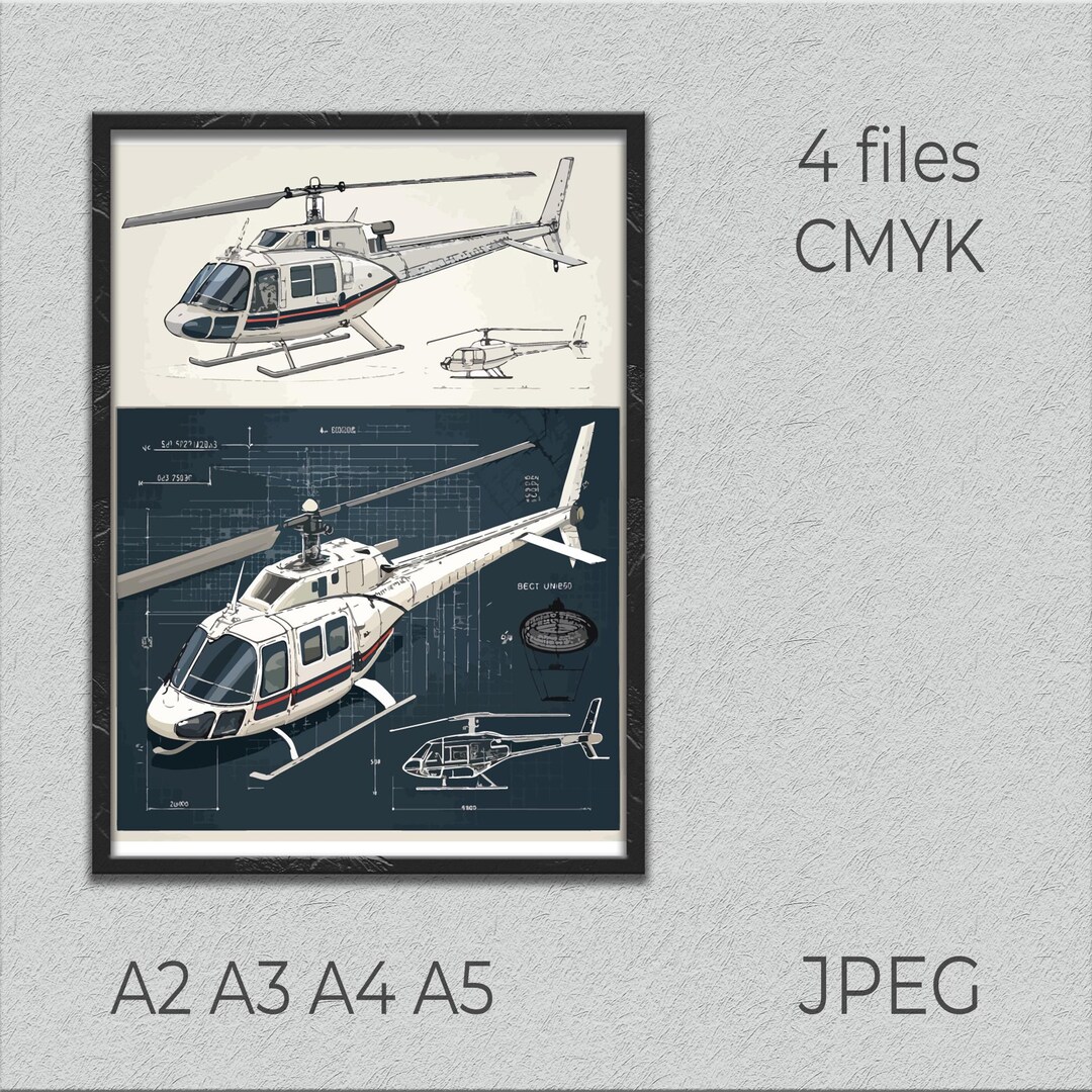 Digital Poster With Helicopters, Aviation Design for Decor, Digital ...