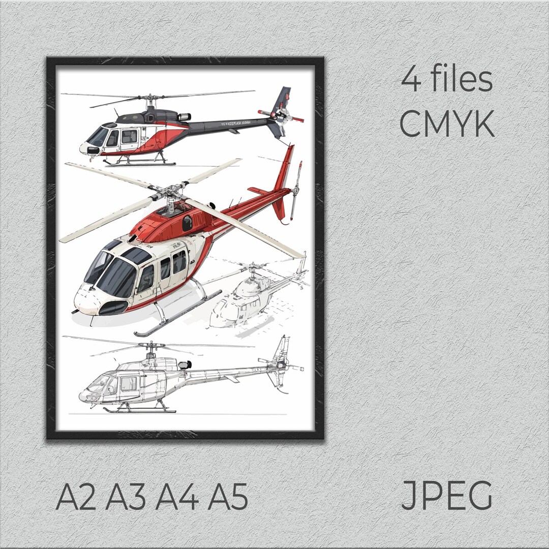 Digital Poster With Helicopters, Aviation Design for Decor, Digital ...