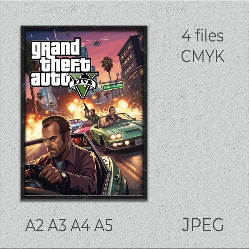 GTA 5 Posters, Grand Theft Auto 5 , Motivational Wall Art in Comic ...