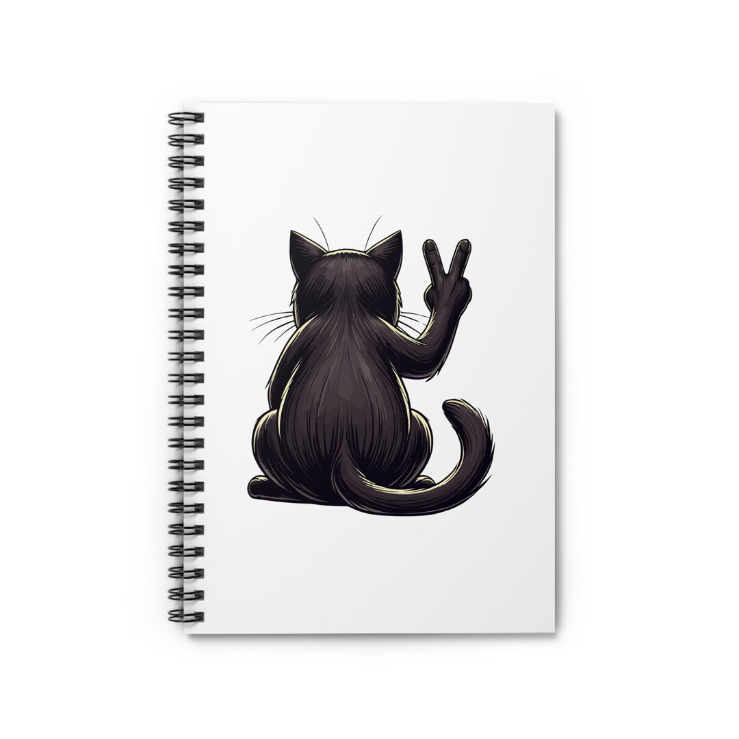Spiral Notebook, Black Cat Peace Sign, Ruled Line Journal for Cat ...