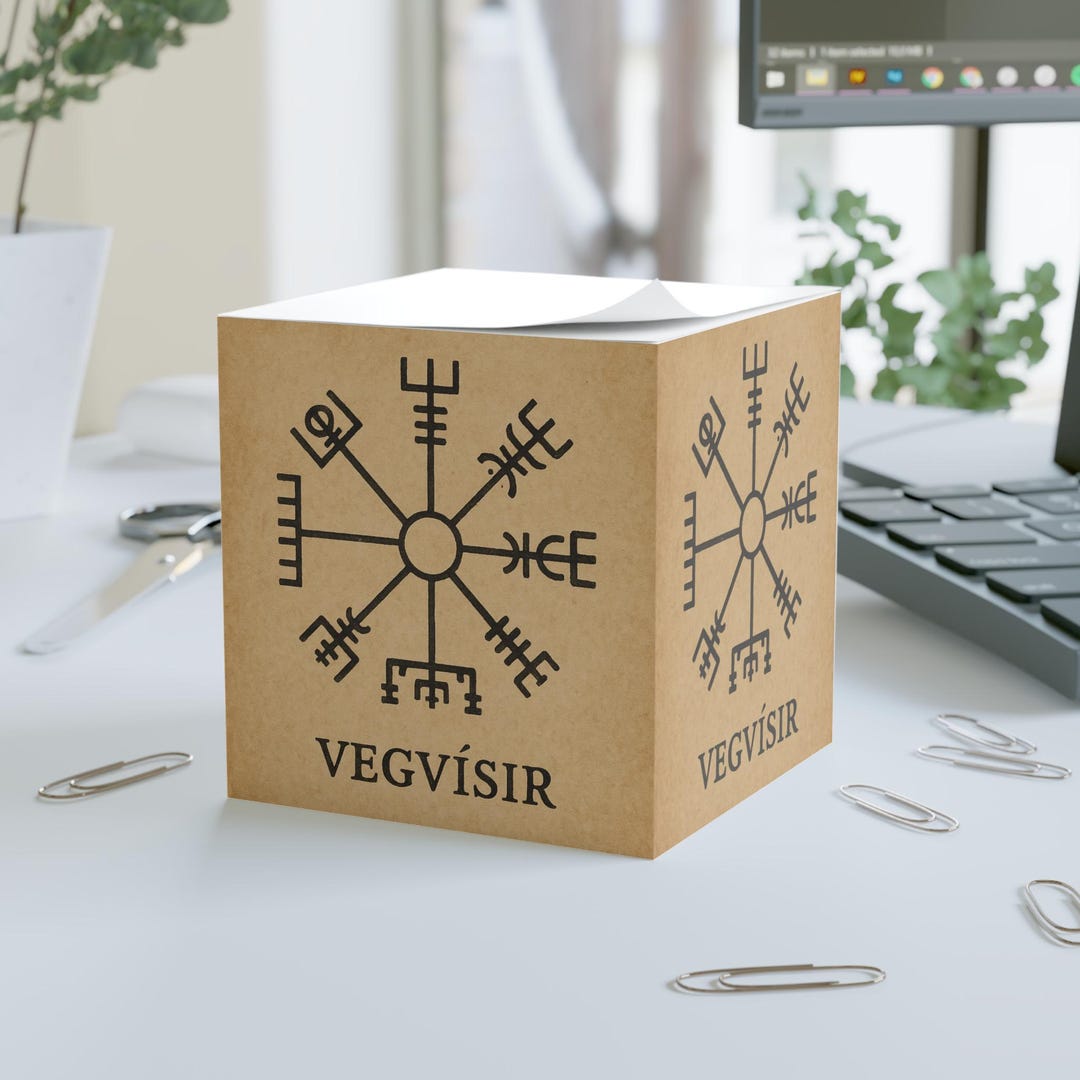 Icelandic Stave Vegvisir (wayfinder) Note Cube, Stylish Icelandic ...