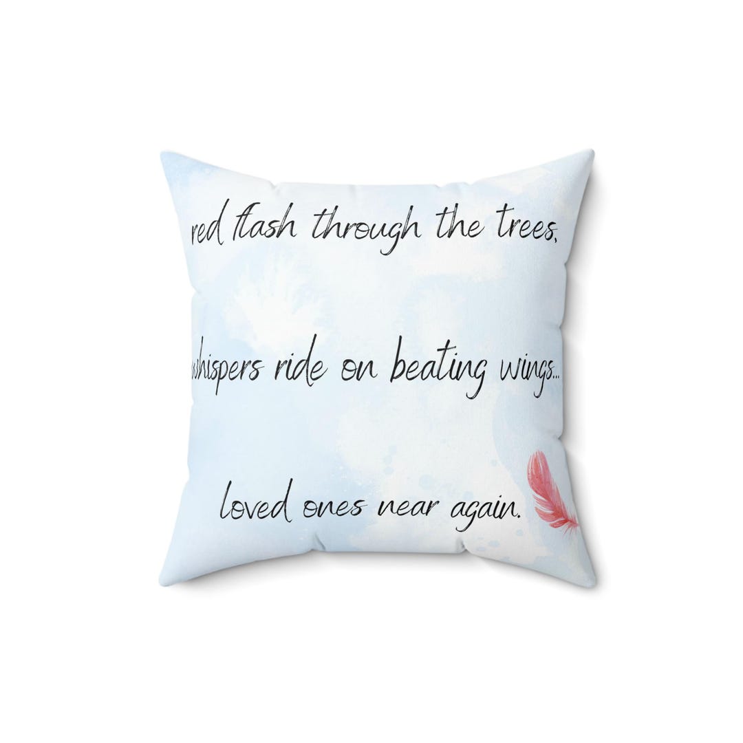 Sentimental Red Cardinal Loved Ones Are Near Haiku Poem Throw Pillow ...