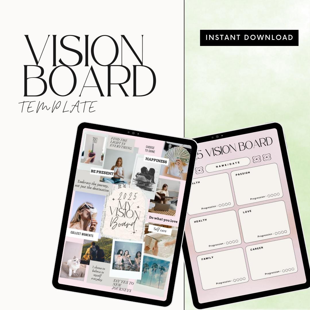 2025 Vision Board, Vision Board Canva, 2025 Goals, New Years Goals ...