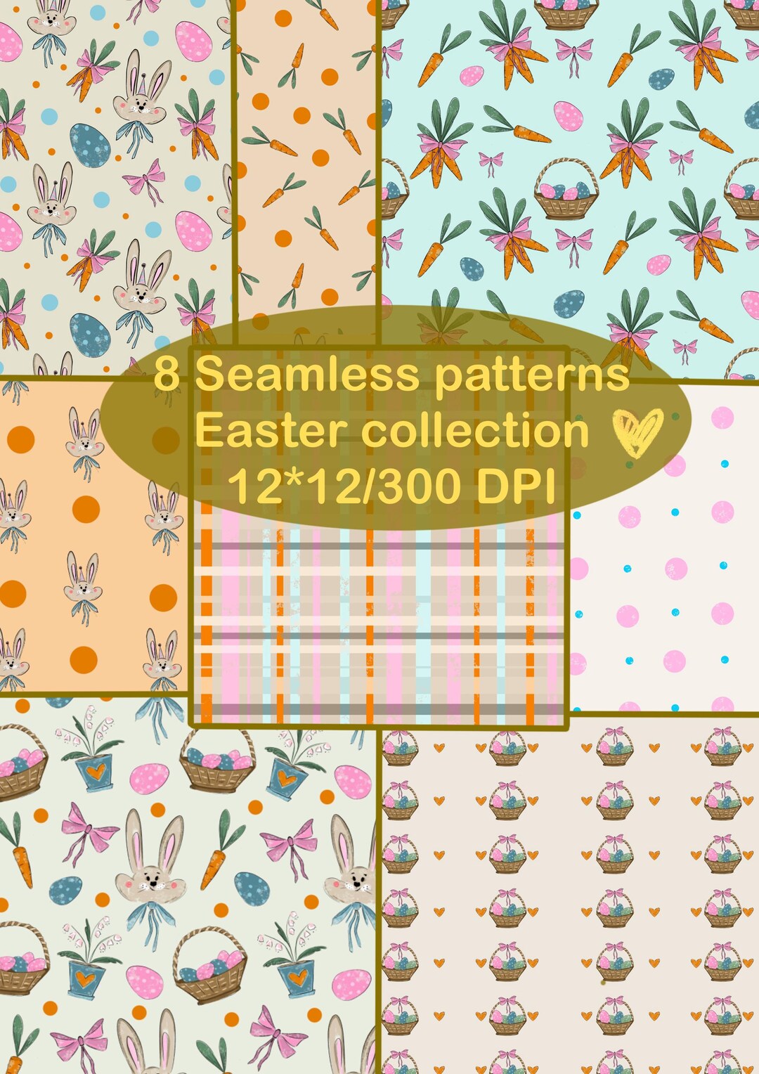 Easter Digital Paper, Seamless Pattern, Bunny Pattern, Easter ...