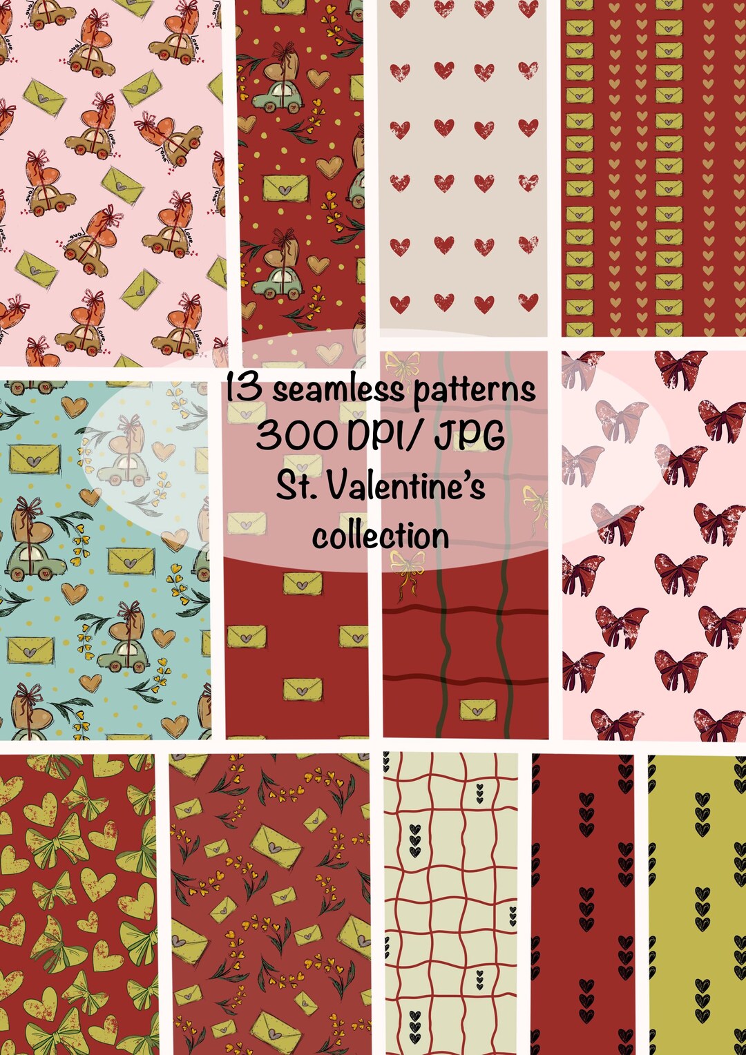 Valentine Seamless Patterns: Heart Backgrounds, Scrapbook Paper ...