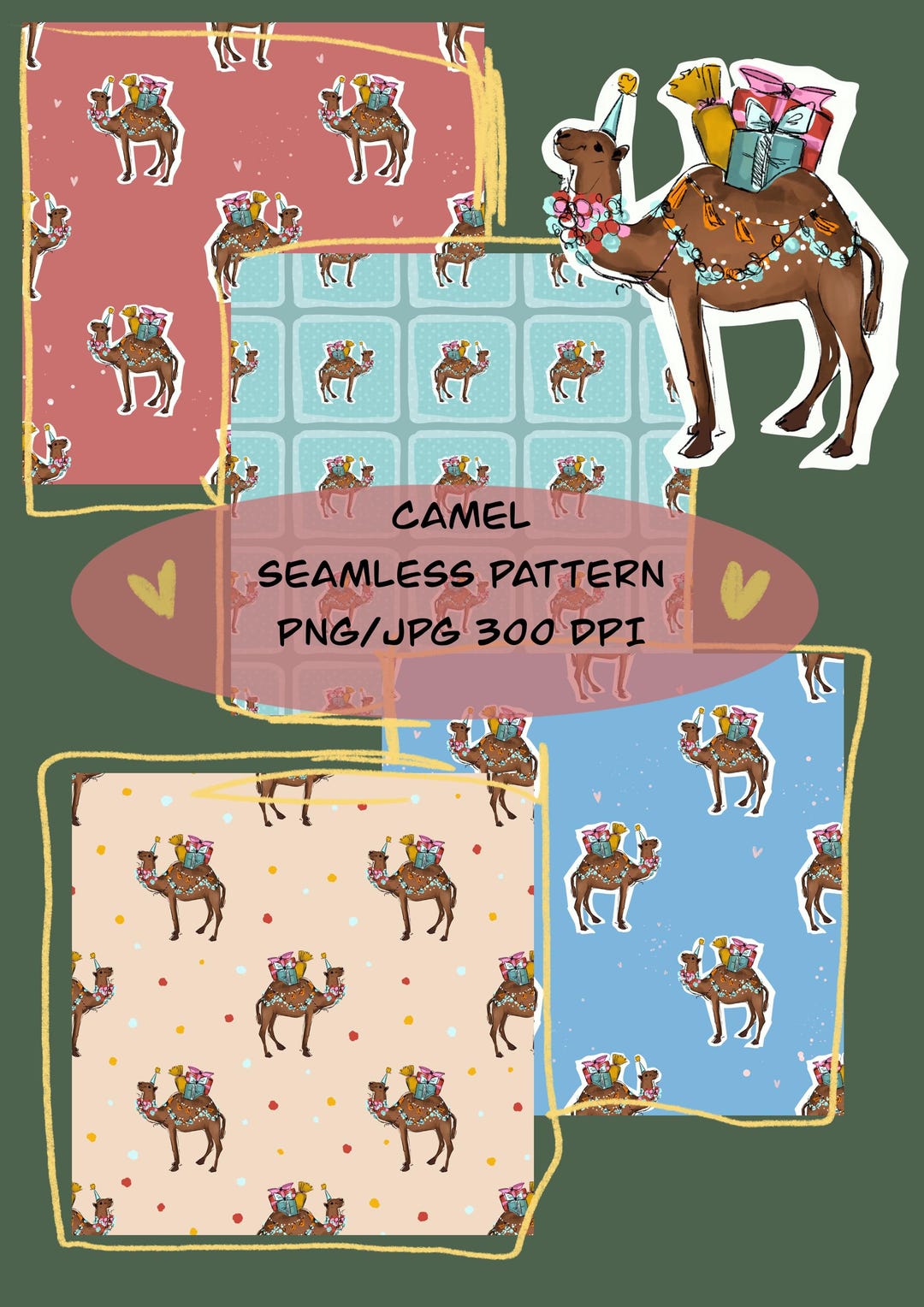 Camel Patterns Watercolor Camel Funny Camel Printable Watercolor ...