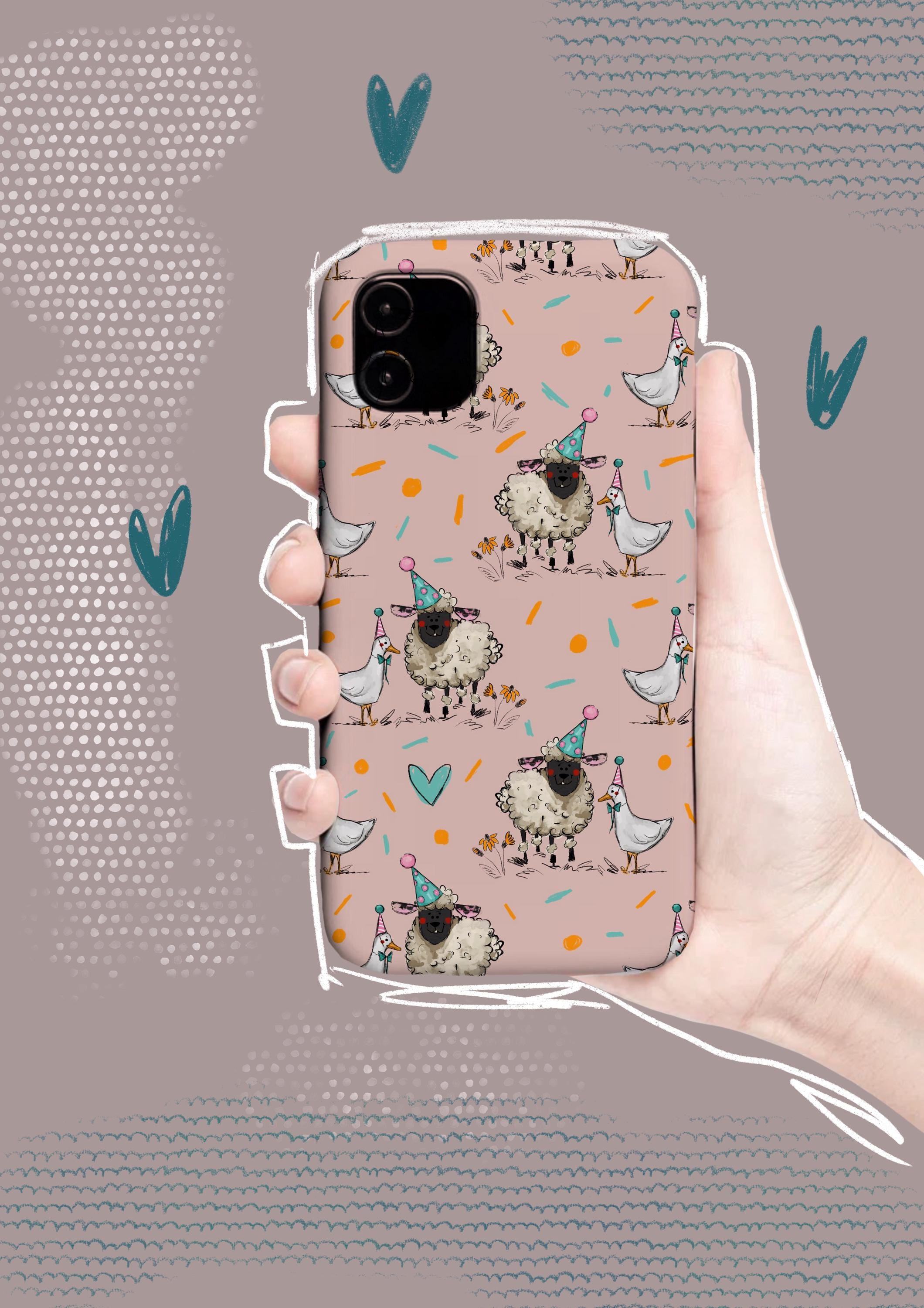 Cute Cartoon Sheep and Duck. Cute Sheep Illustration Digital Paper Pack ...