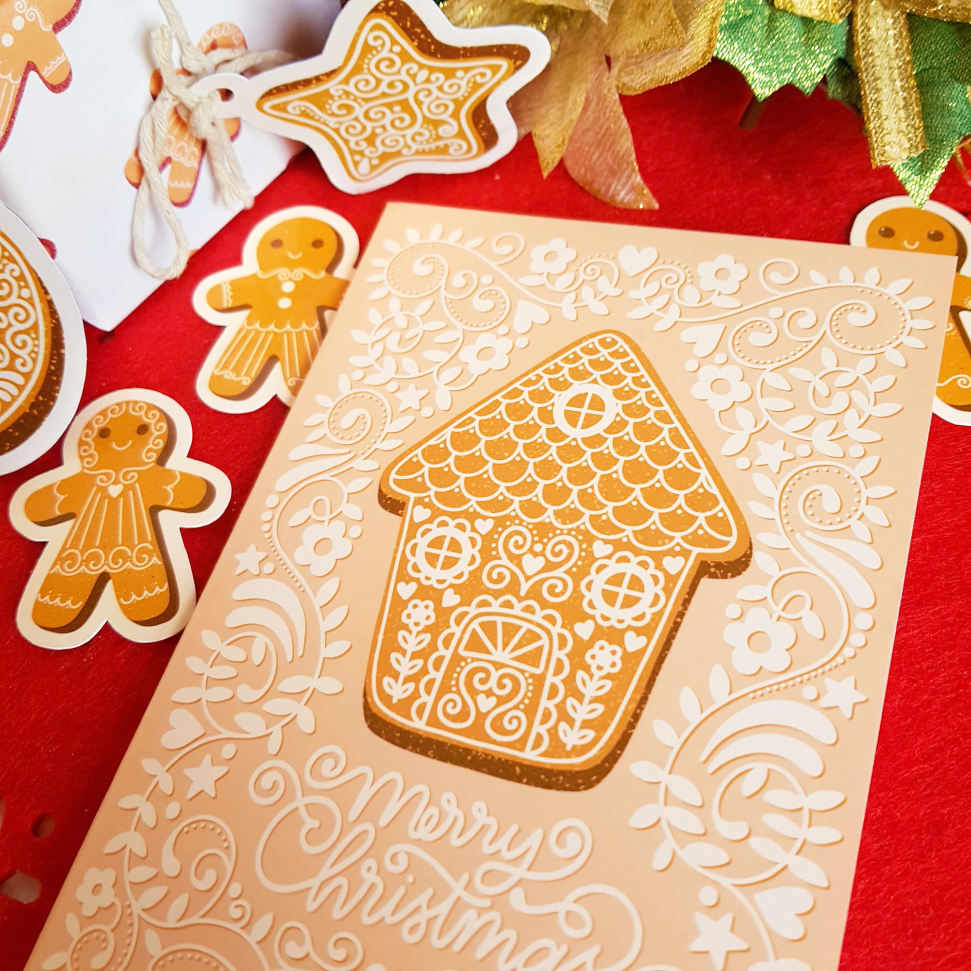 Set of Three Gingerbread Christmas Cards A6. Greeting Card, Hand Made ...