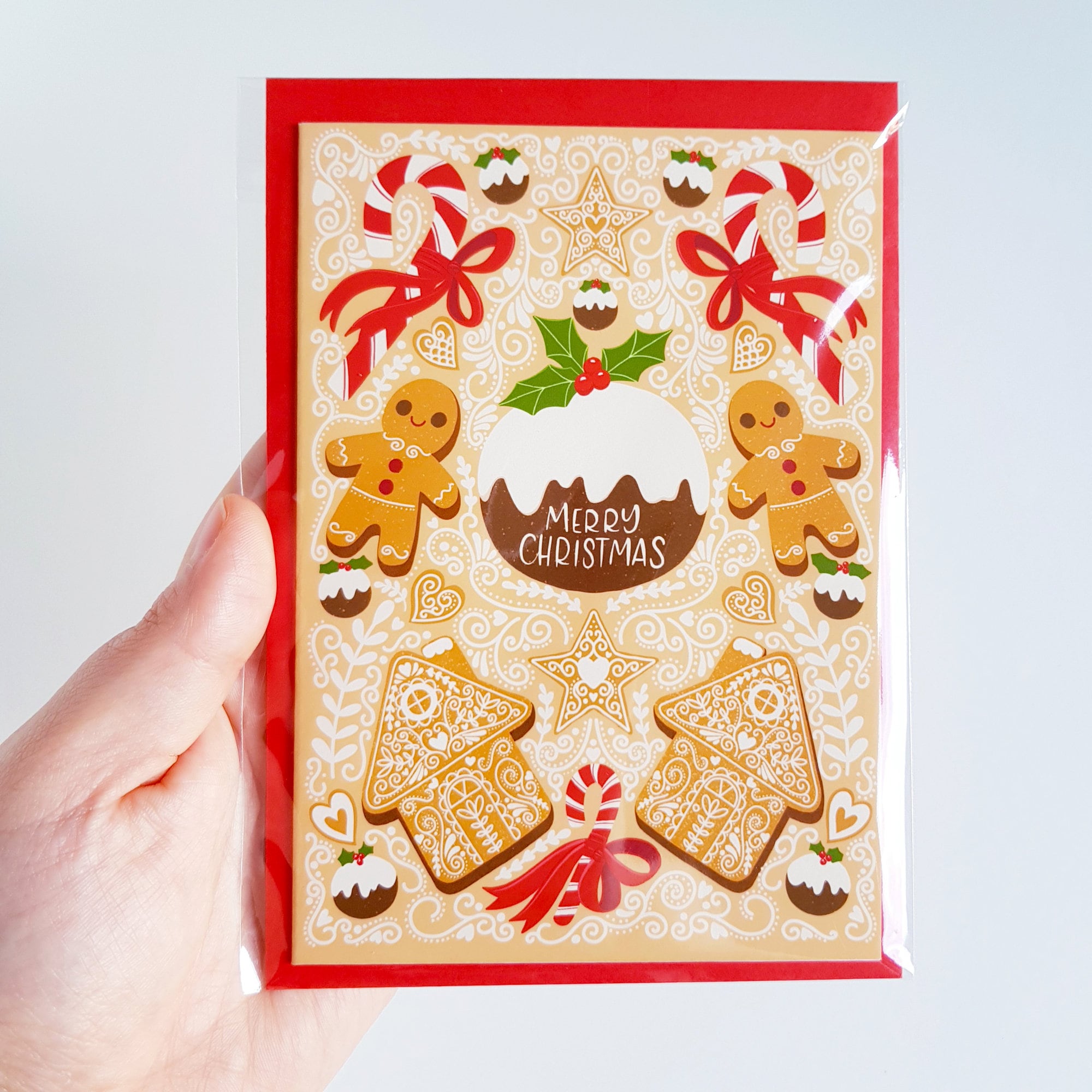Gingerbread Man Christmas Card A6. Greeting Card Hand Made - Etsy