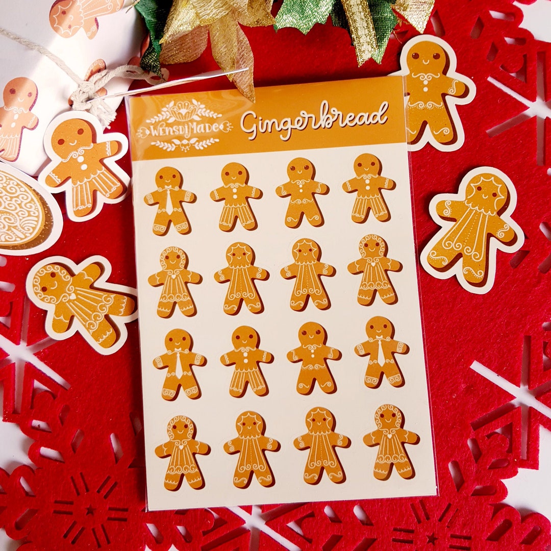 Cute Gingerbread Men Sticker Sheet. Christmas Planner Stickers, Cute ...