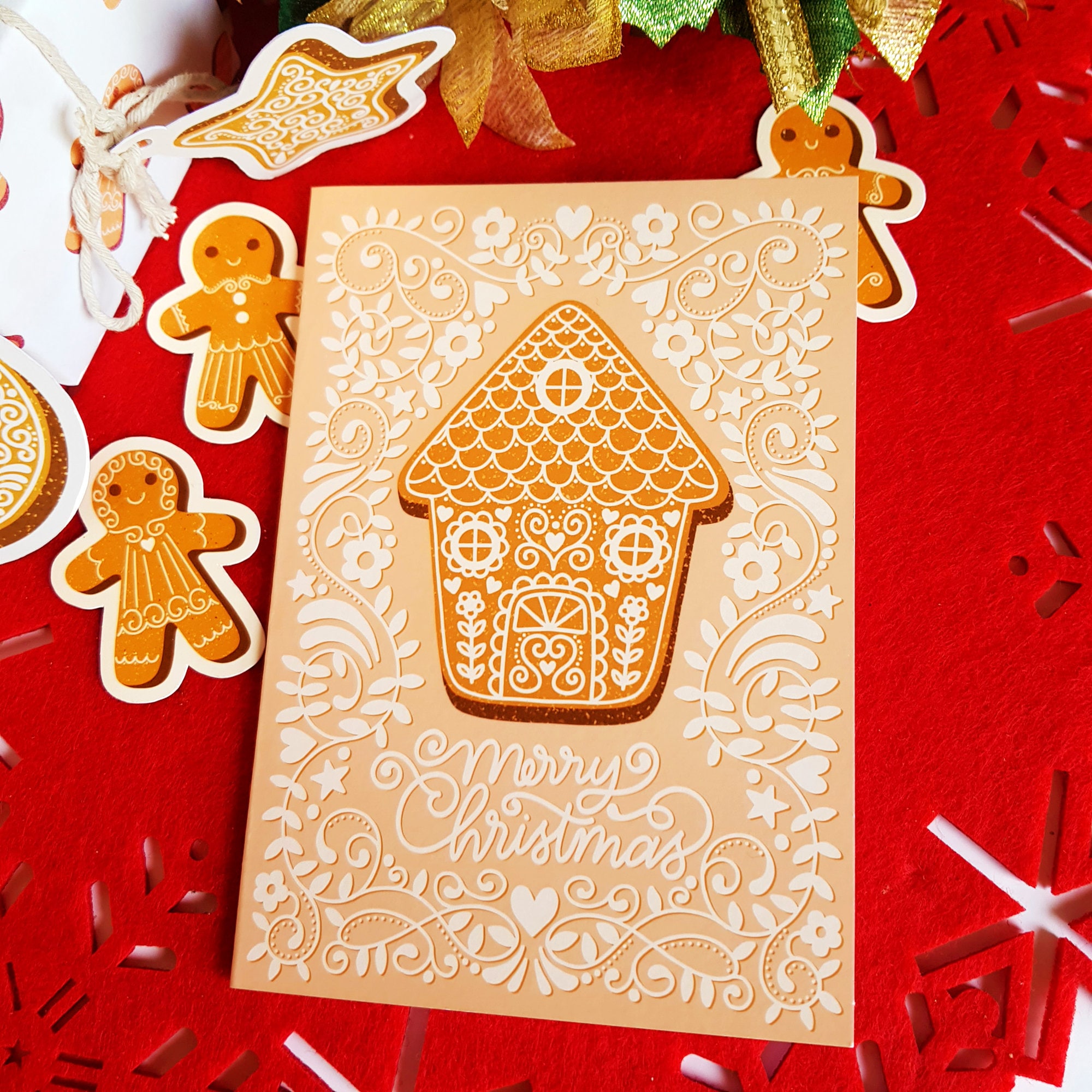Set of Three Gingerbread Christmas Cards A6. Greeting Card, Hand Made ...