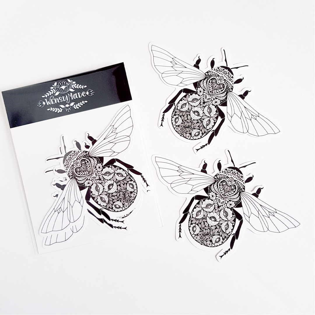Bonitas pegatinas de estilo de arte popular de abeja / estilo de ...