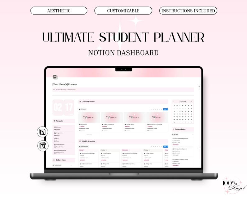 Notion Student Planner Template Academic Ultimate Planner Notion University College Planner ...