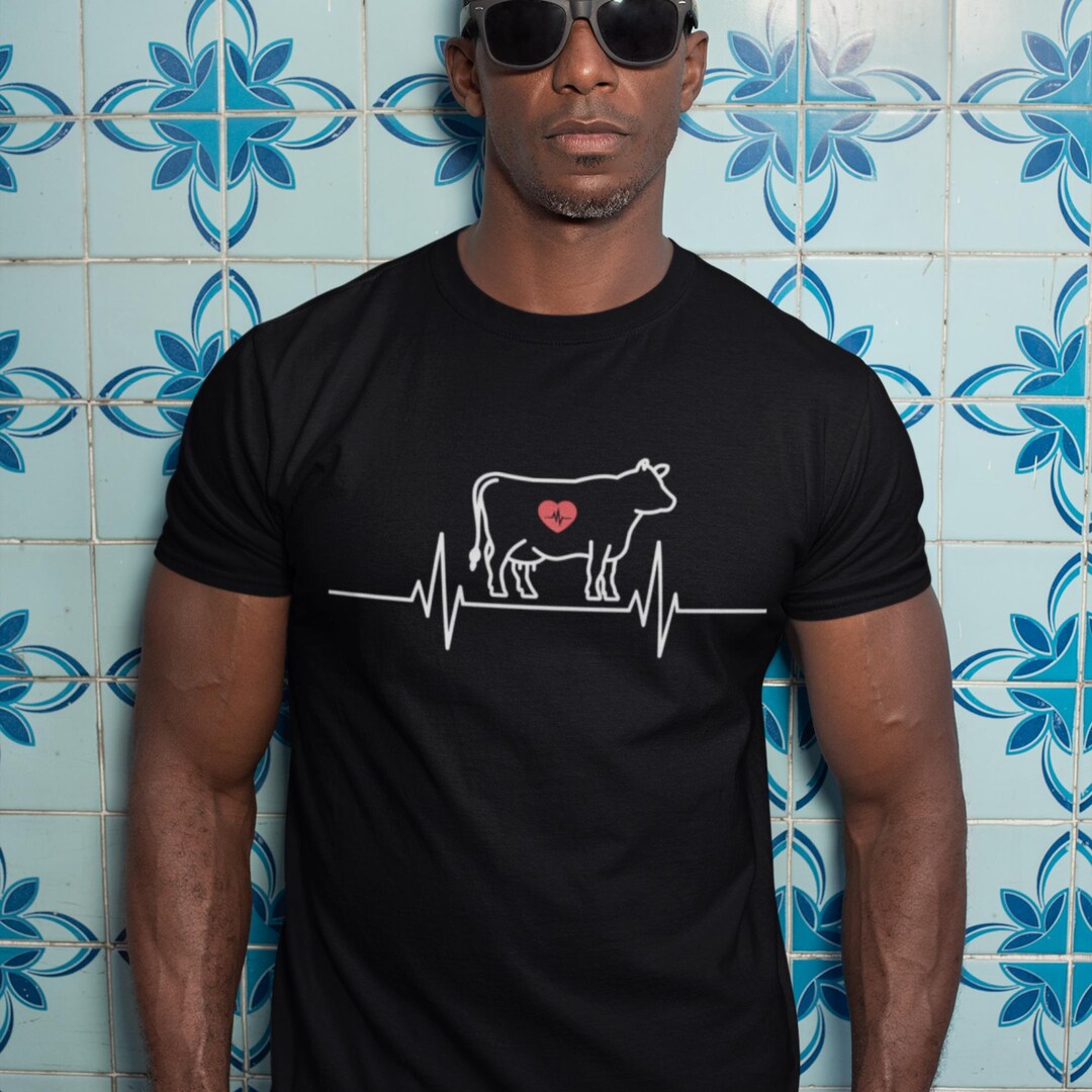Cow Farm My Heartbeat I Love My Cow T-shirt Png, Heartbeat EKG I Love ...