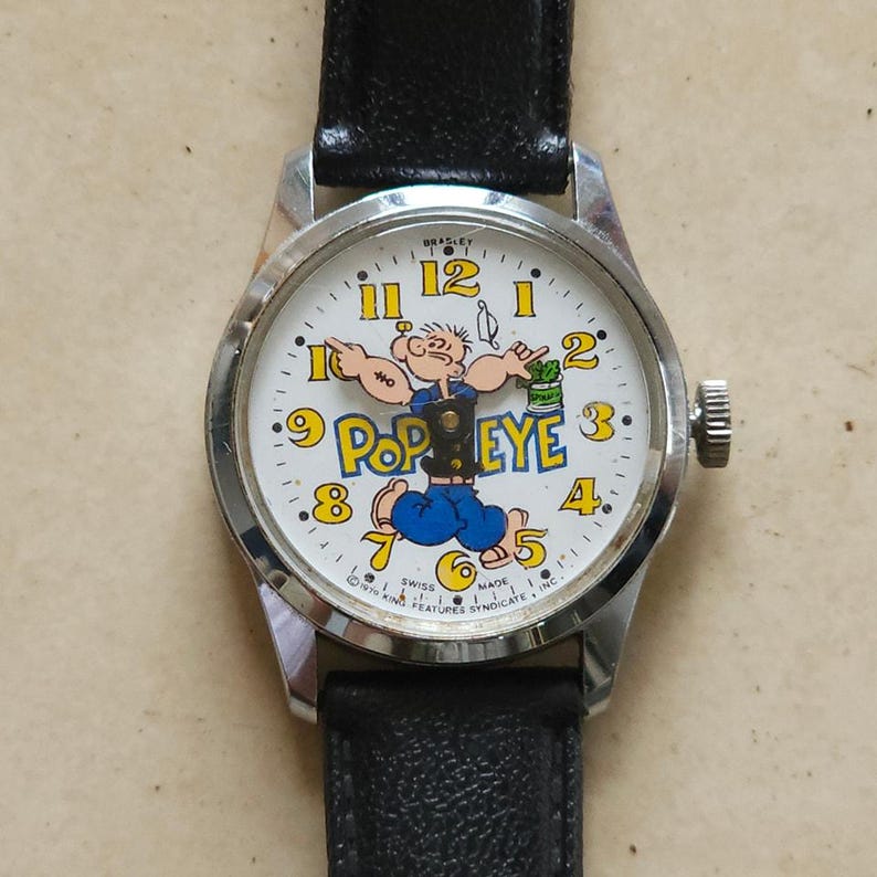 Vintage Bradley Popeye Watch Swiss Made - Etsy