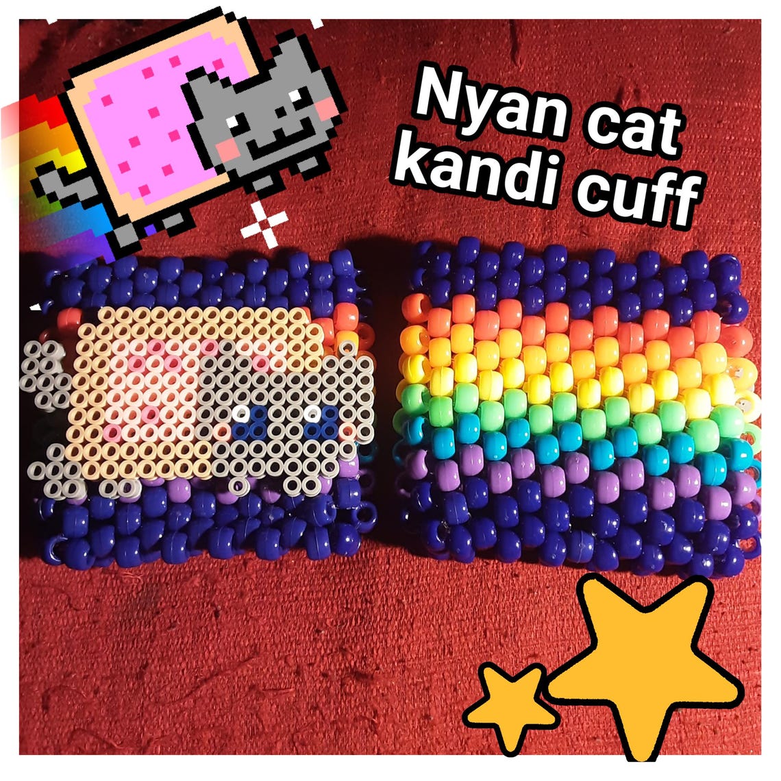 Nyan Cat Beaded Kandi Cuff - Etsy