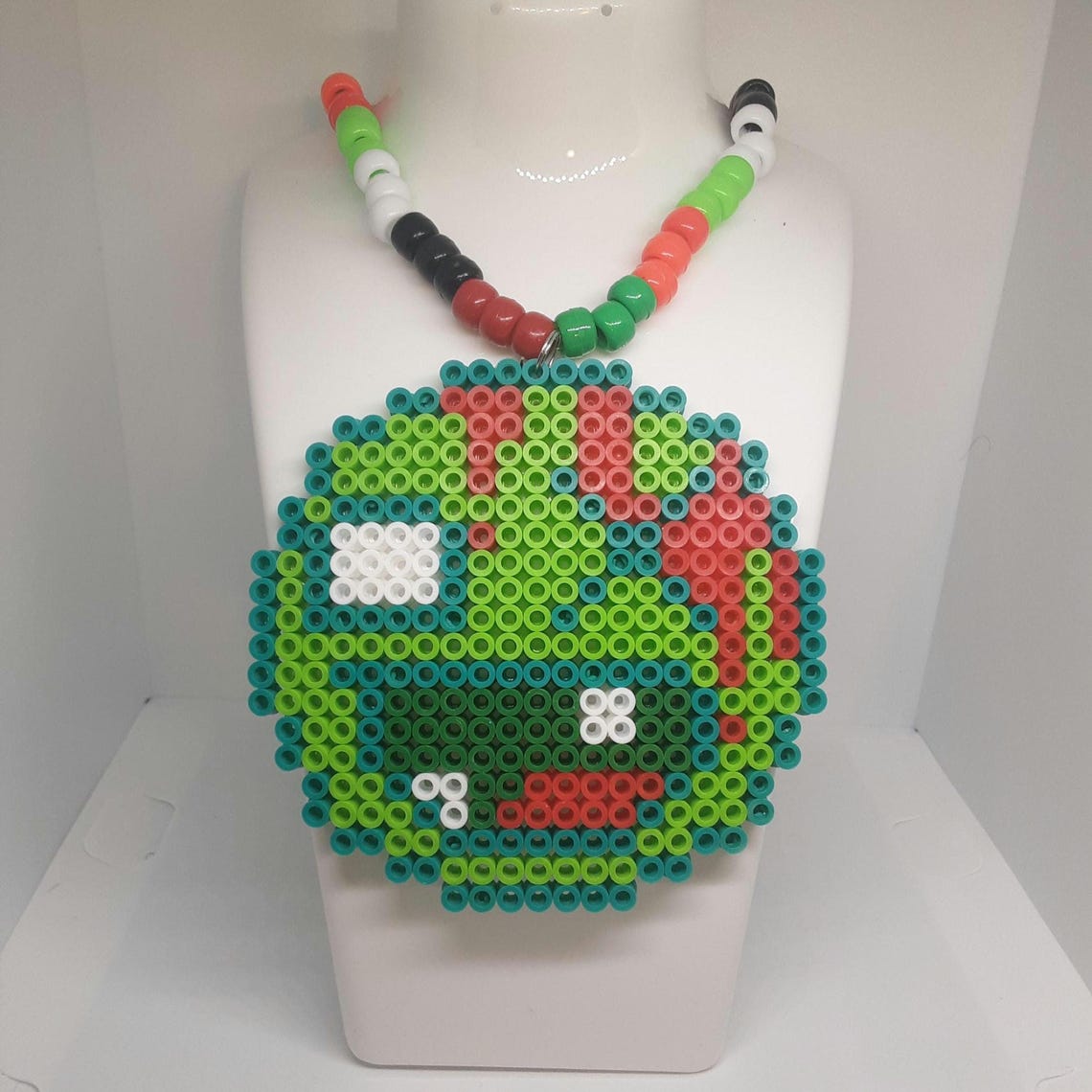 Beaded Kandi Perler Zombie Epic Face Emoji Scene Necklace - Etsy