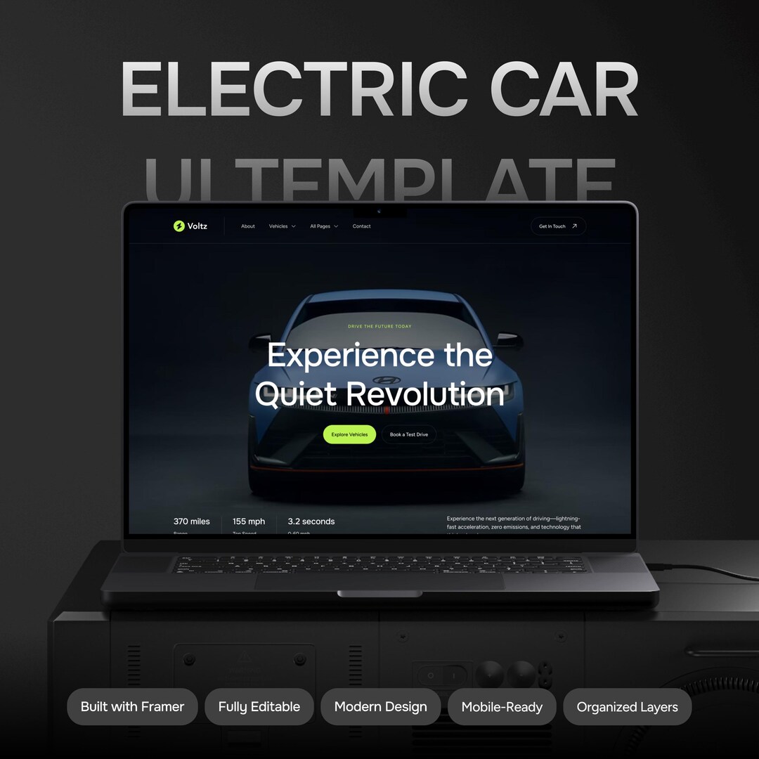 Electric Car Website Template | EV Business Site | Tesla Style Design ...