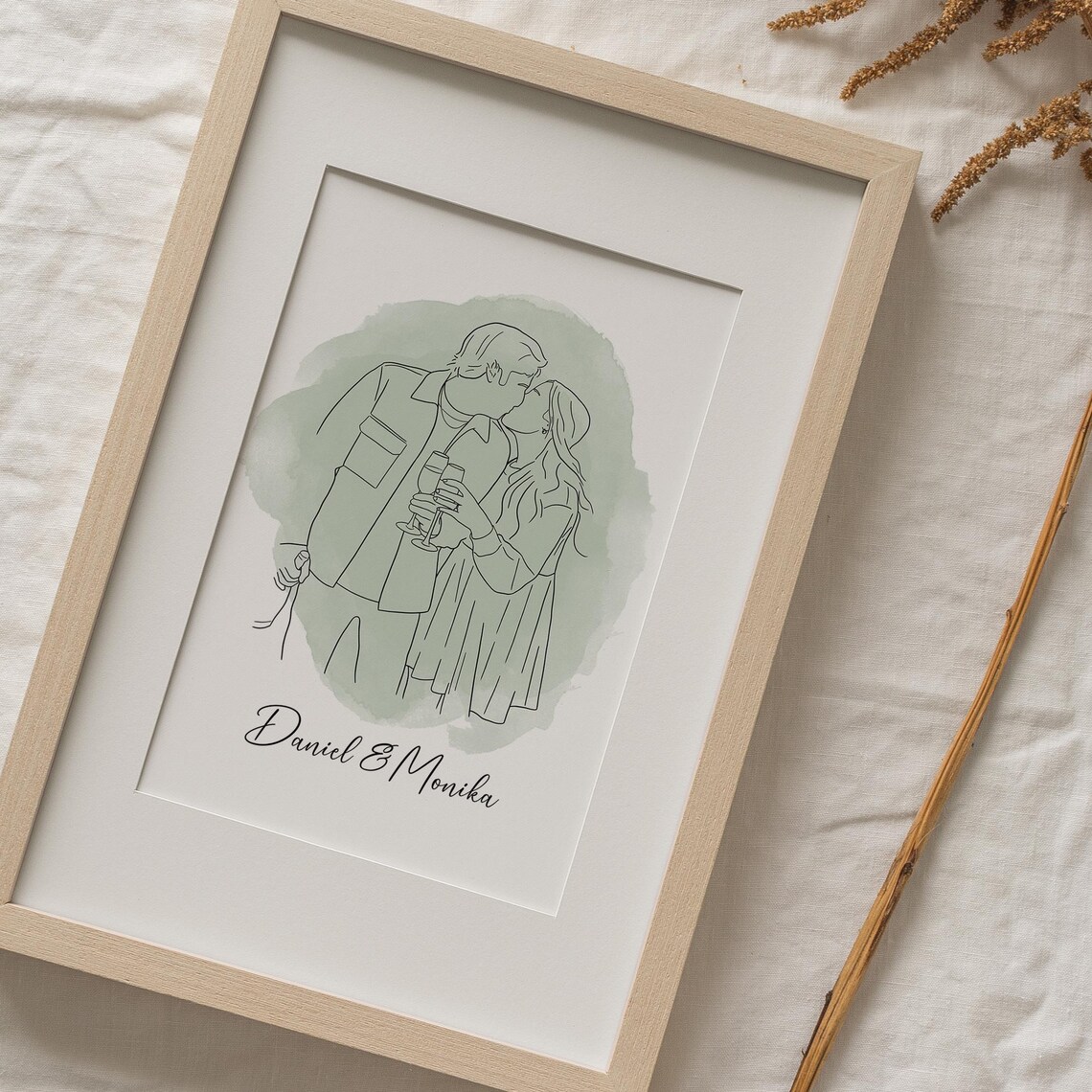 Custom Family Line Art Portrait, Minimalist Outline Drawing, Unique ...
