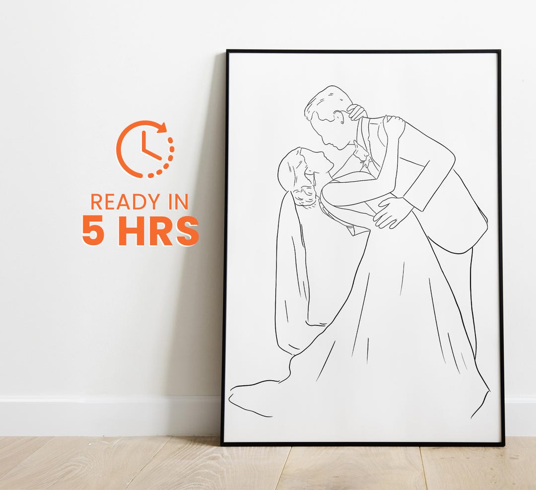Personalized Line Drawing From Photo, Custom Family Outline Portrait ...