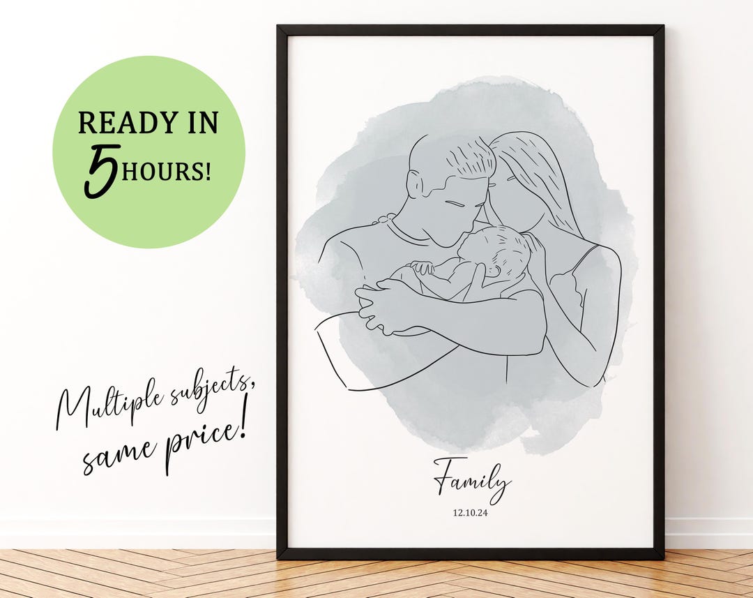 Custom Family Line Art Portrait, Personalized Gift for Family, Custom ...