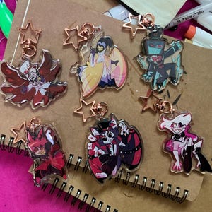 Hazbin Hotel Keychain: Alastor, Vox, Angel Dust, Adam, Lucifer and Husk ...