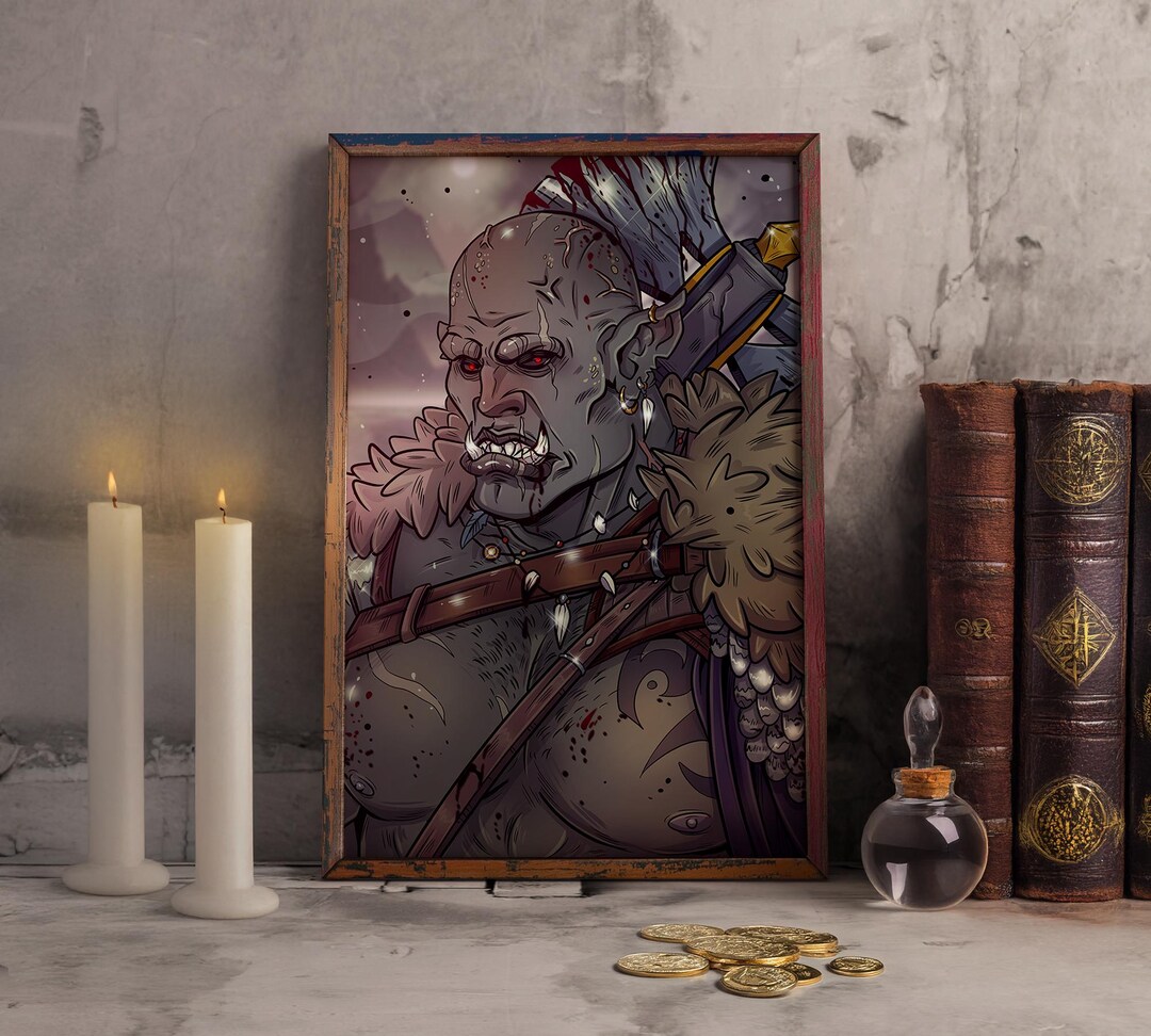 Orc Warrior Poster for Print, Fantasy Poster, Orc Warrior Poster, Orc ...