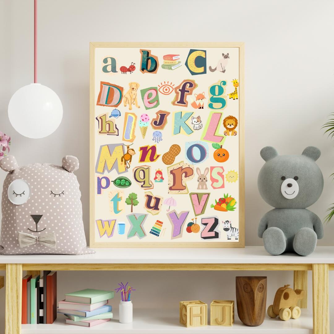 Rolled Posters, Child Alphabet Artwork - Educational Kids Room Decor ...