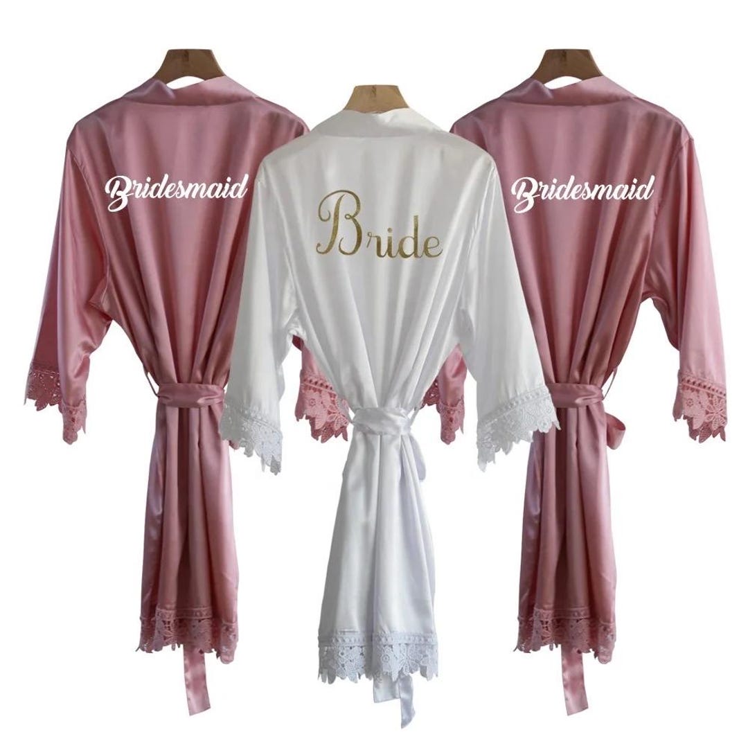 Pink Robes / Satin Robes / Pale Pink Robe / Personalised Bridesmaid ...