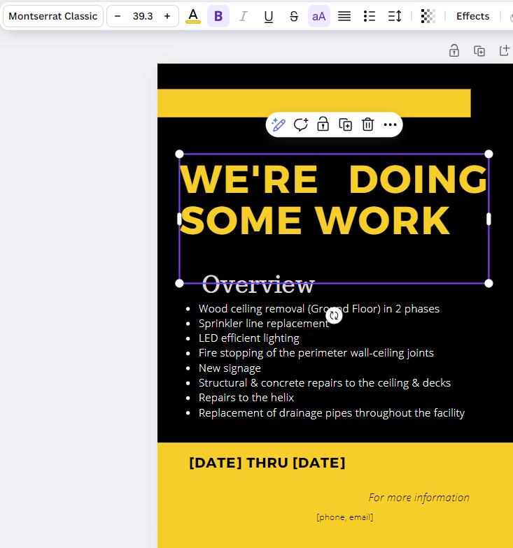 Work Construction Notice Template - Etsy