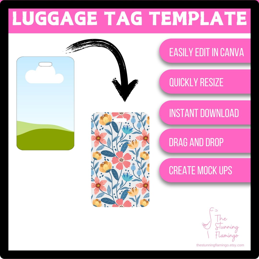 Luggage Tag Mock Up, Bag Tag Mock Up, Canva Template - Etsy